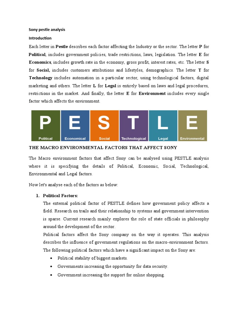 Sony Pestle Analysis | PDF | Economics | Marketing