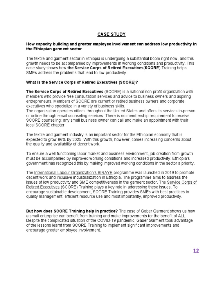 Case Study With Analysis Example PDF Small And Medium Sized
