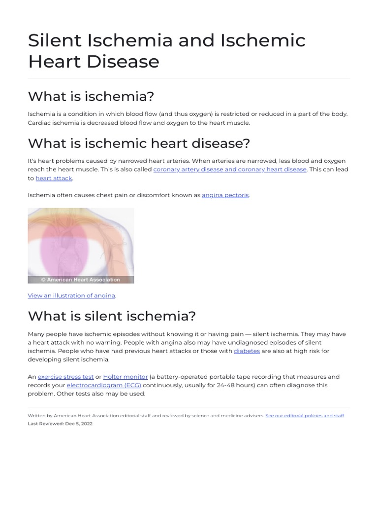 Silent Ischemia and Ischemic Heart Disease - American Heart Association ...