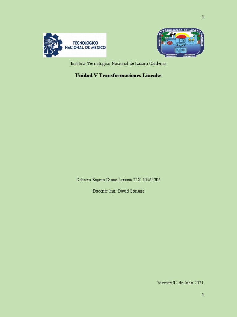 Algebra Lineal U5 | PDF | Mapa lineal | Espacio vectorial