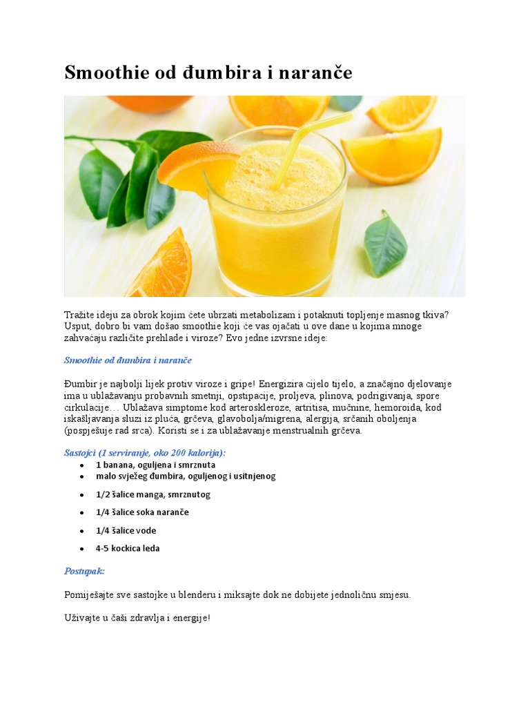 Smoothie Od Đumbira I Naranče | PDF