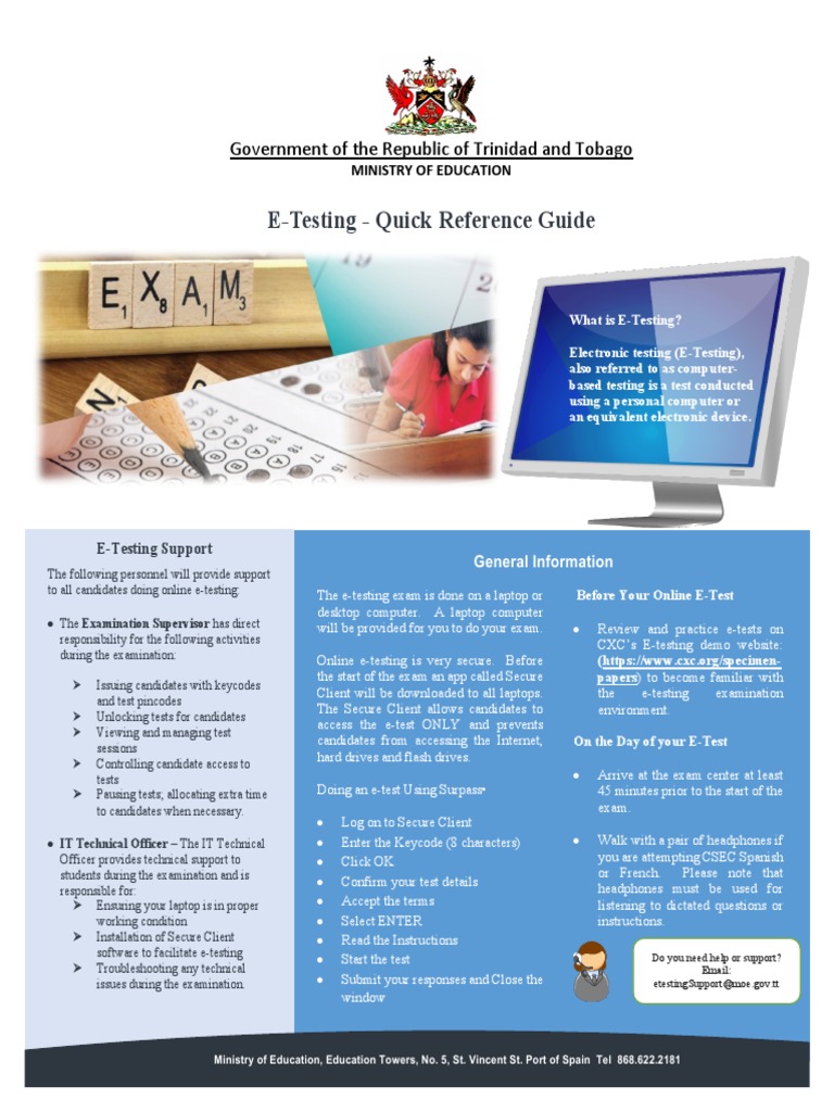 E-Testing Quick Reference Guide | PDF | Laptop | Test (Assessment)