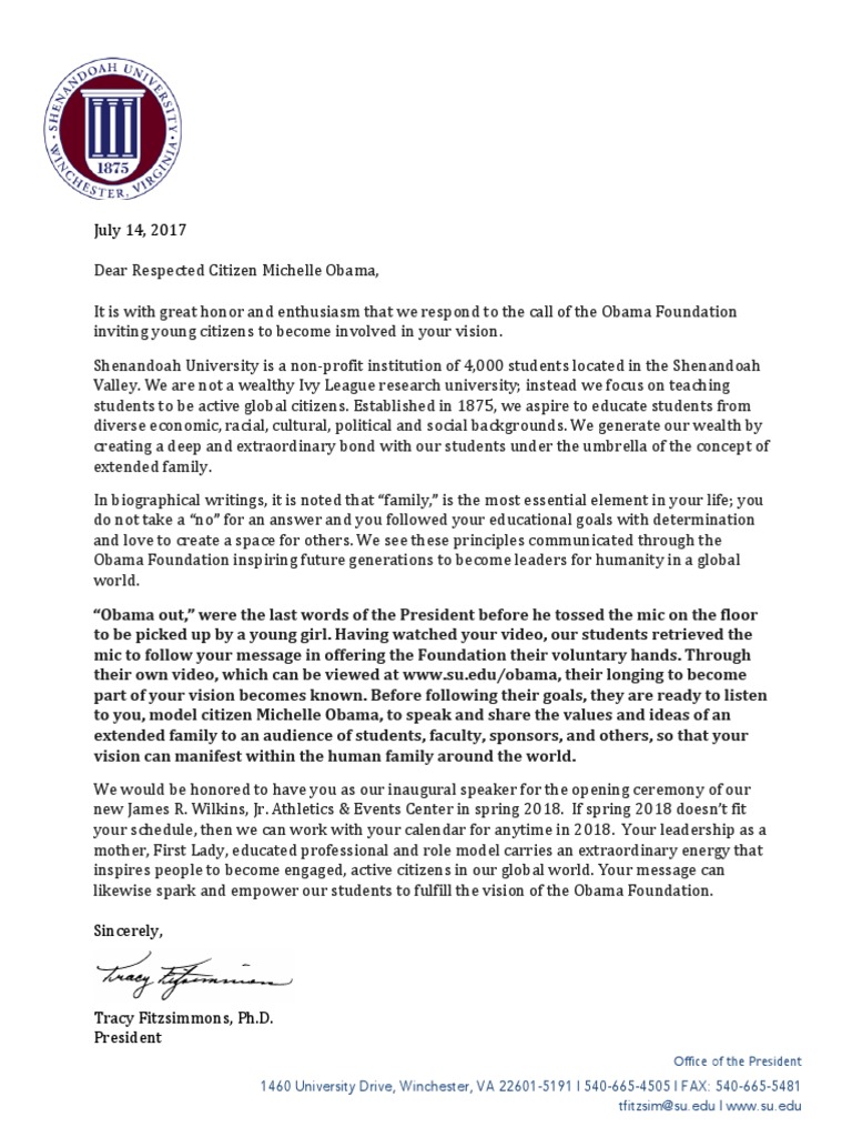 Michelle Obama Letter 3 | PDF