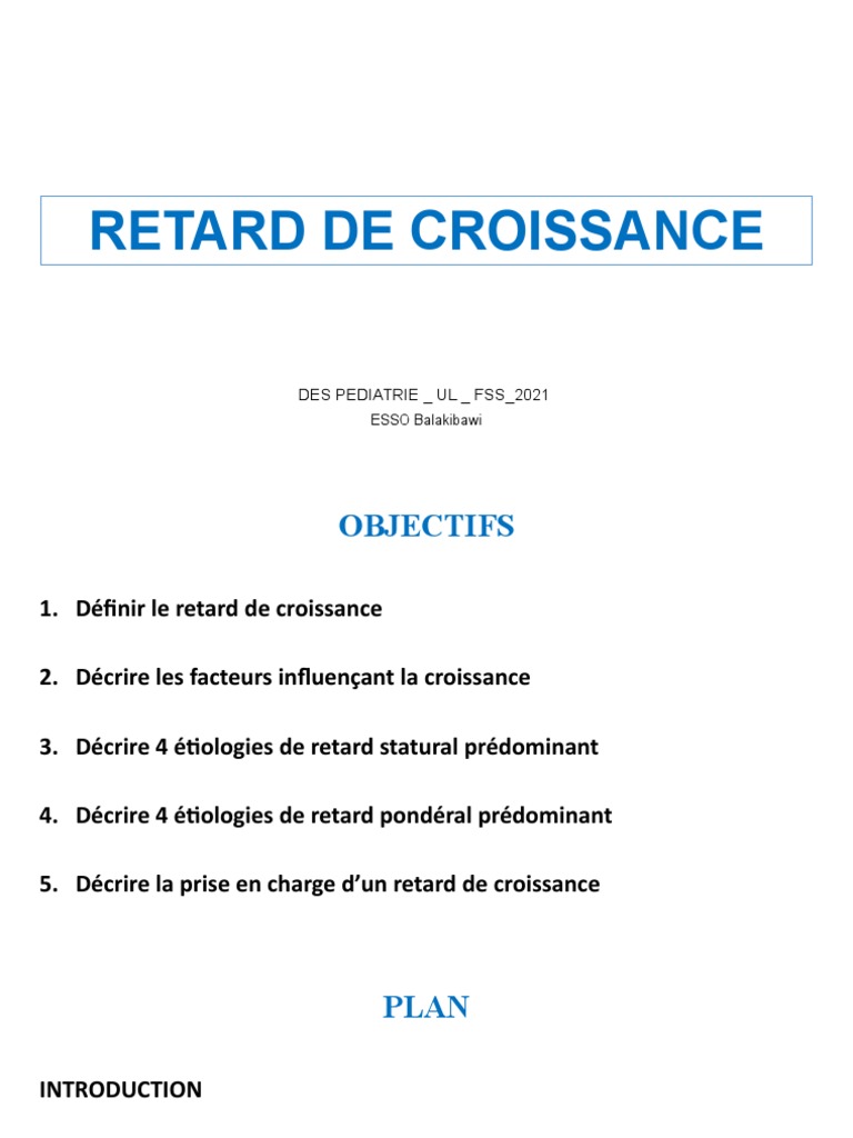 Retard de Croissance : Causes et Traitement | PDF | Spécialités ...