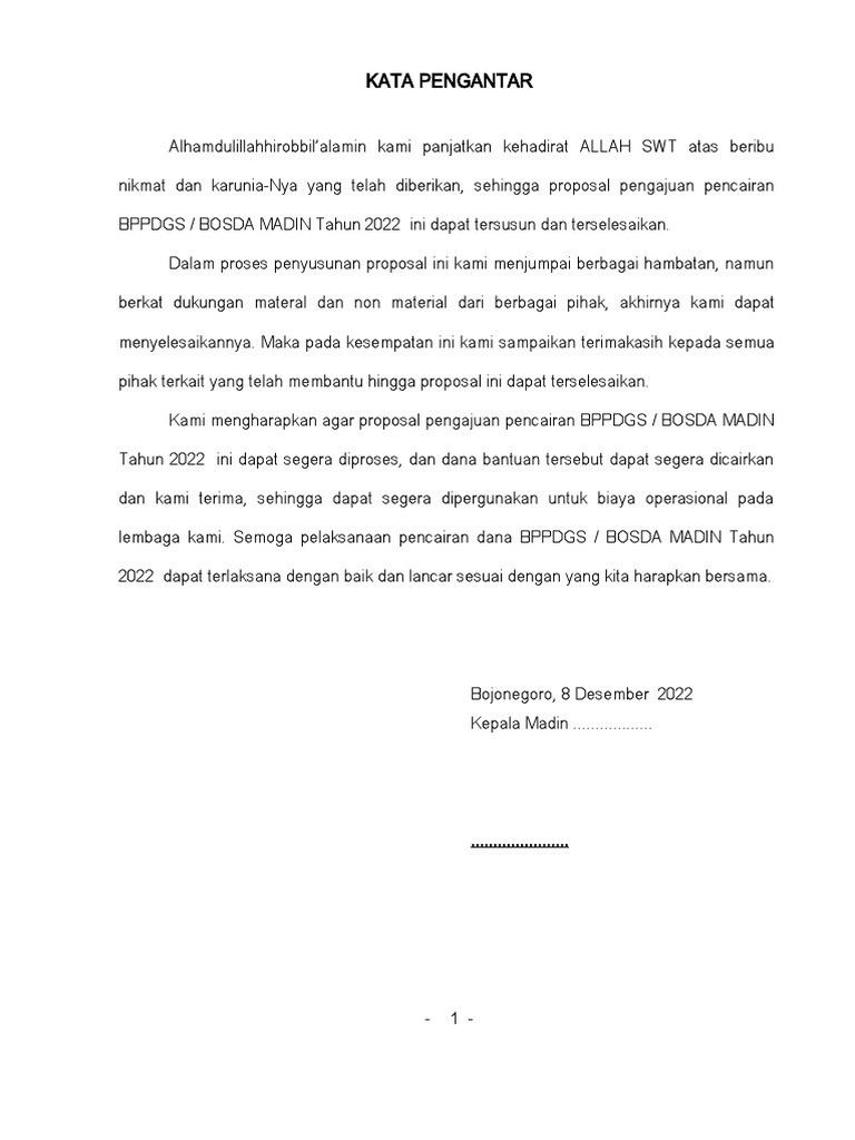 Proposal Singkat (CONTOH SAJA) | PDF