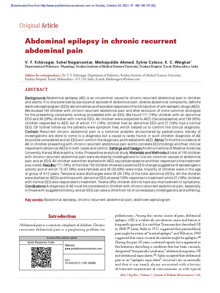 Abdominal Epilepsy | PDF | Electroencephalography | Epilepsy