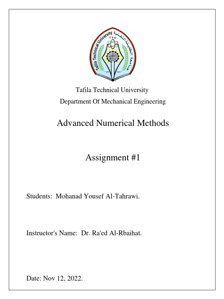 Numerical Analysis of Mechanical Engineering Problems | PDF ...