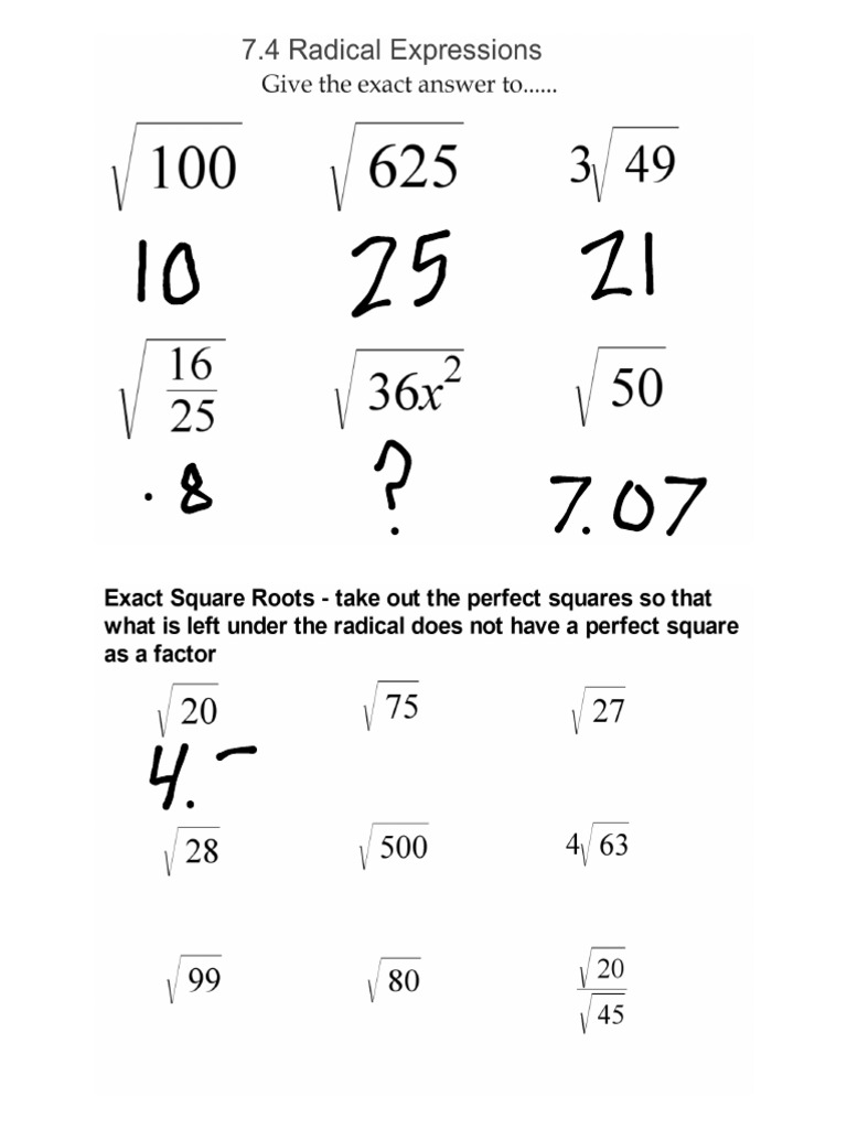 7.4 Radical Expressions | PDF