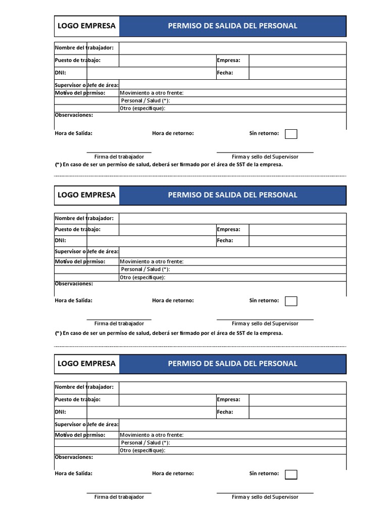Formato de Permiso de Salida SC | PDF