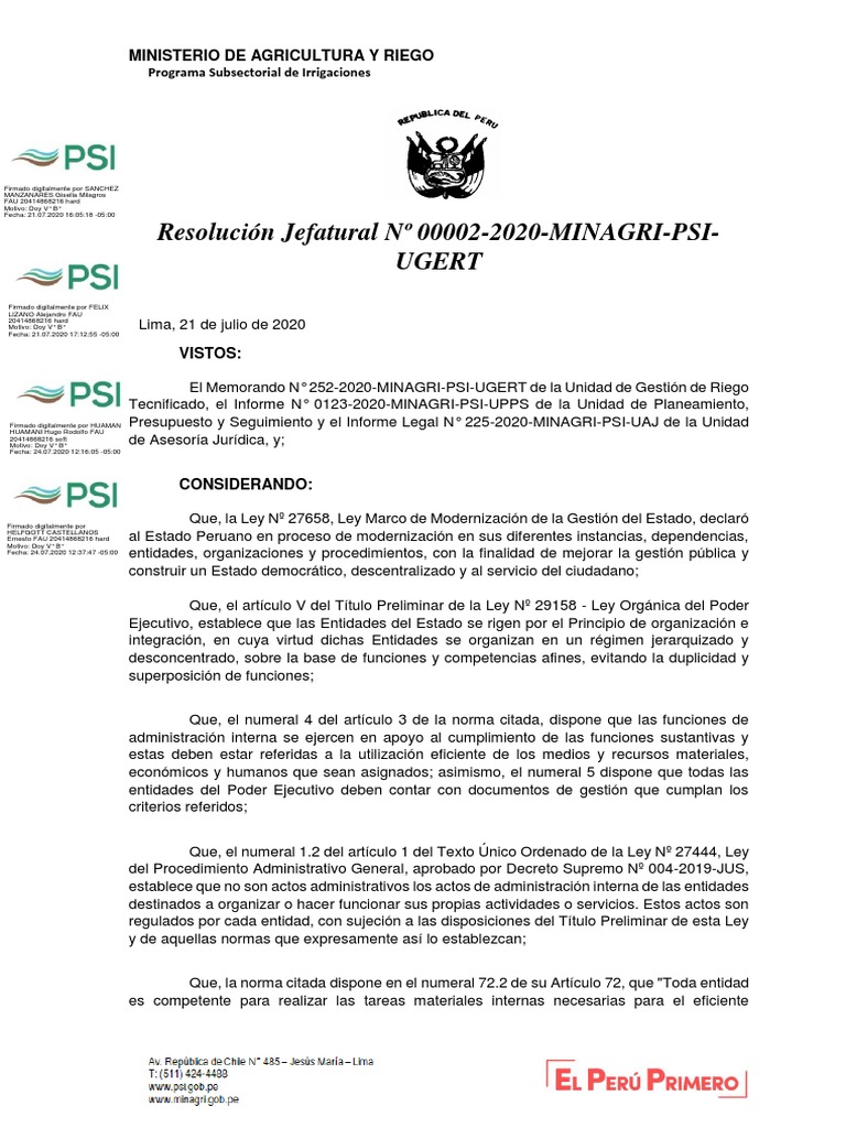 R.J. - 002 2020 Minagri Psi Ugert | PDF | Riego | Agua