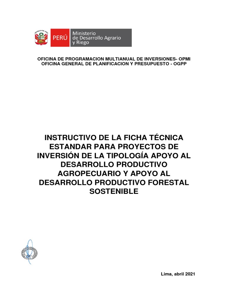 Instructivo para la formulación de proyectos de inversión pública de apoyo al desarrollo ...