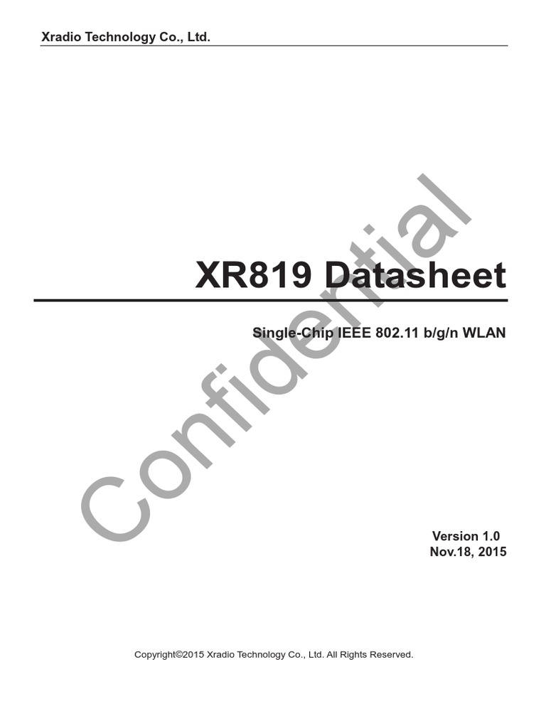 XR819 Datasheet V1.0-EN | PDF | Ieee 802.11 | Power Supply