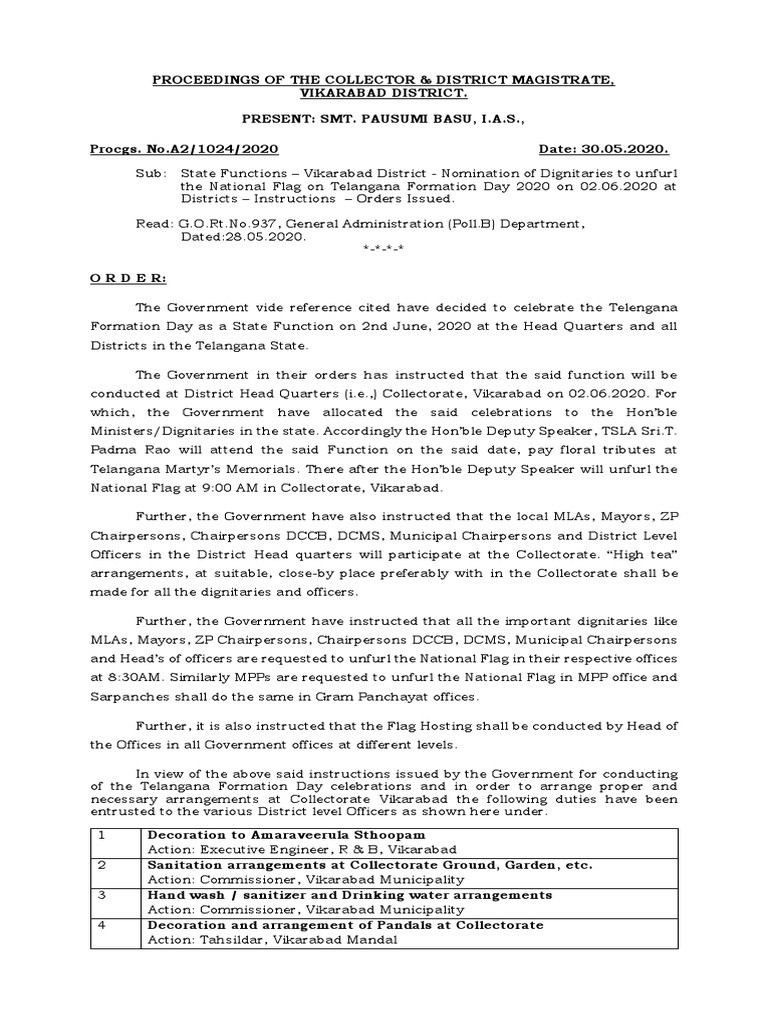 State Formation Day - Duties Order | Download Free PDF | Government