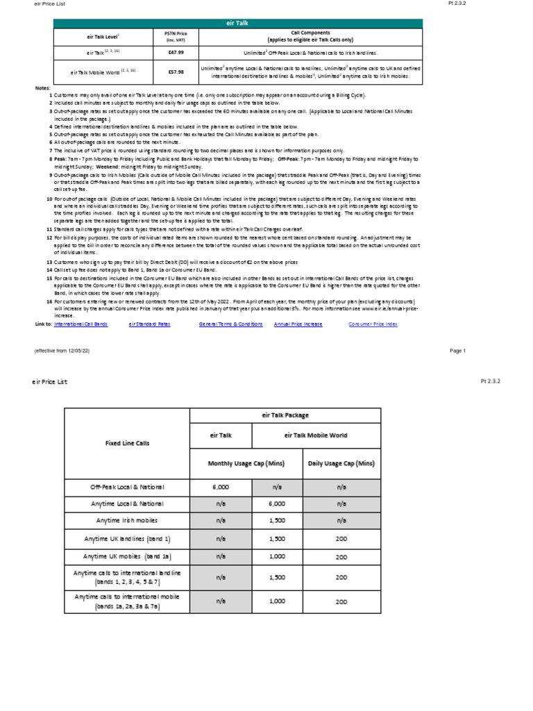 Eir Landline | PDF | Fee | Service Industries