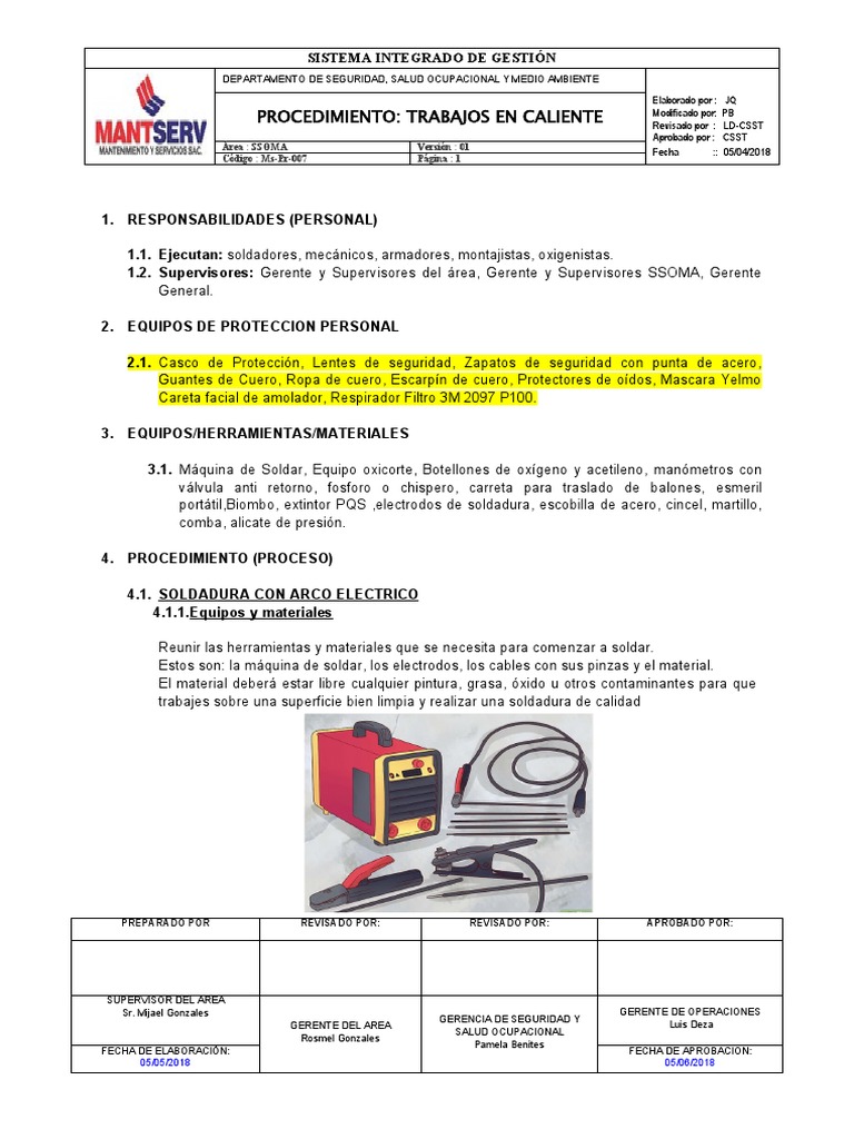 POE-EC-MS-Pr-009 Soldadura Con Arco Electrico | PDF | Soldadura | Construcción