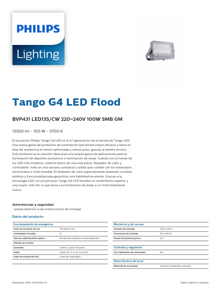 Reflectro Led Flood 100W | PDF | Diodo emisor de luz | Bienes manufacturados