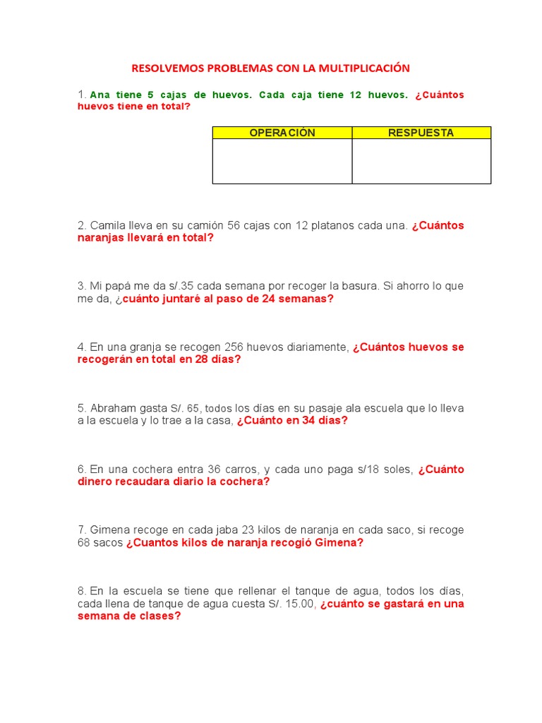 RESO problemas de divison y multiplicacion 2 | PDF