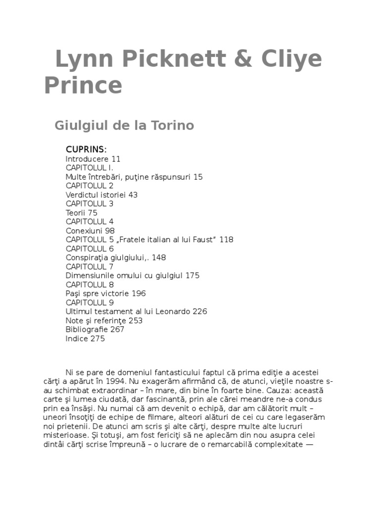 Lynn Picknett, Clive Prince - Giulgiul de La Torino | PDF