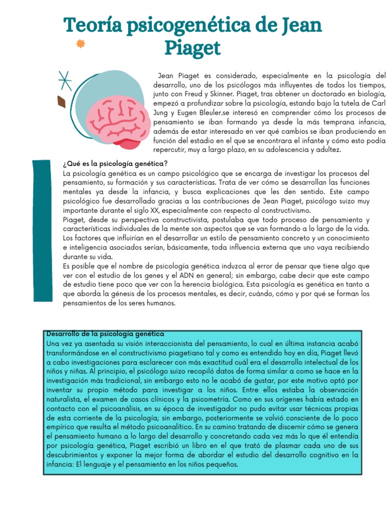 Teoría psicogenética de Jean Piaget | PDF | Sicología | Pensamiento