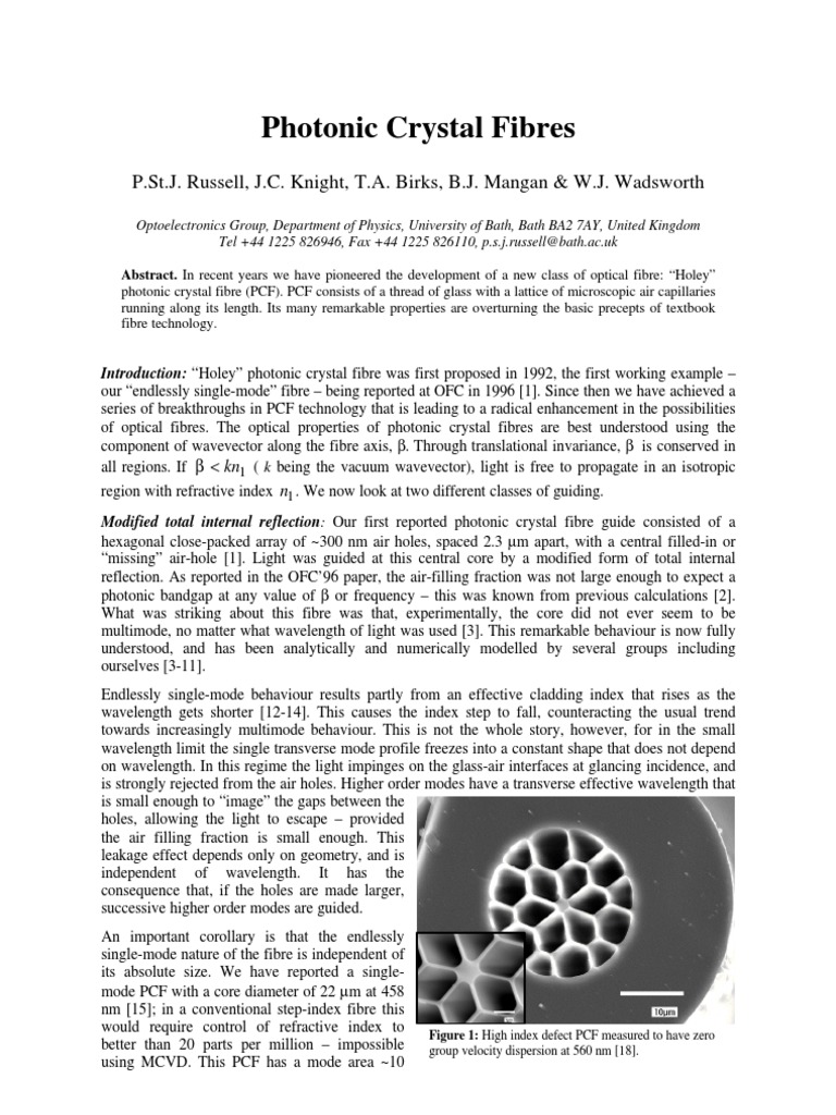 PCF Russell | PDF | Dispersion (Optics) | Optical Fiber