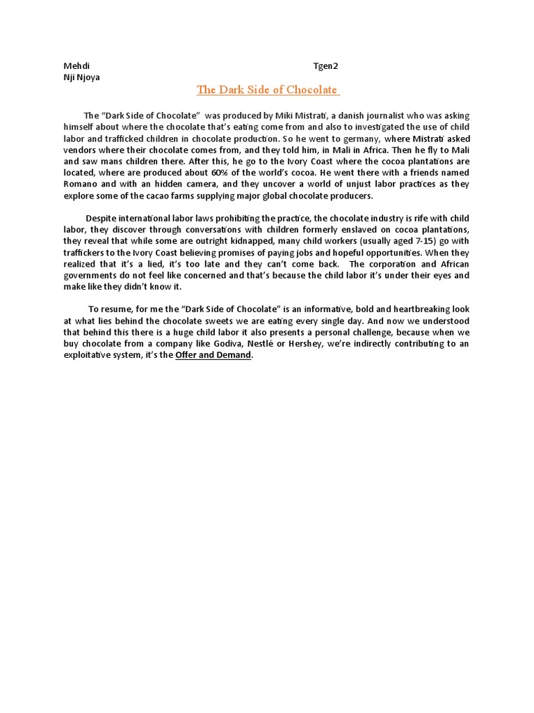 The Dark Side of Chocolate | PDF