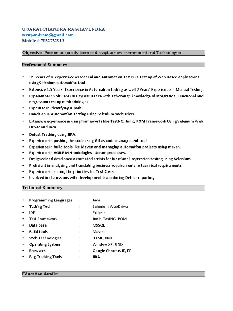 Sara T Chandra | PDF | Selenium (Software) | Software Testing