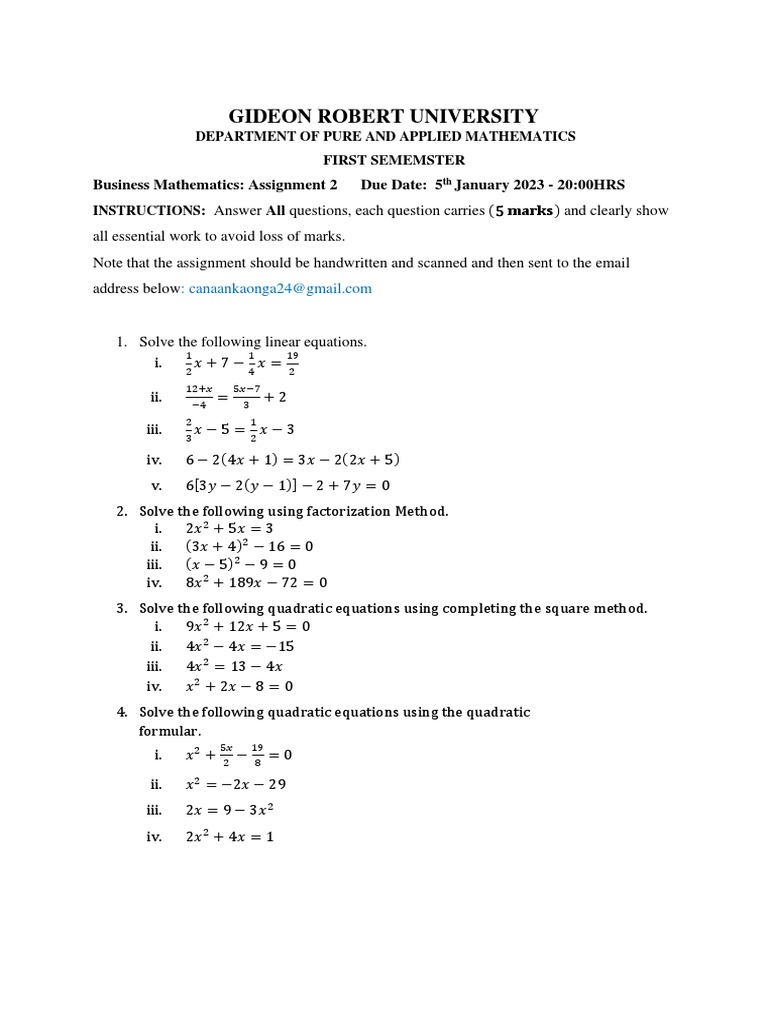 Business Mathematics Assignment 2 | PDF | Mathematical Analysis | Mathematics