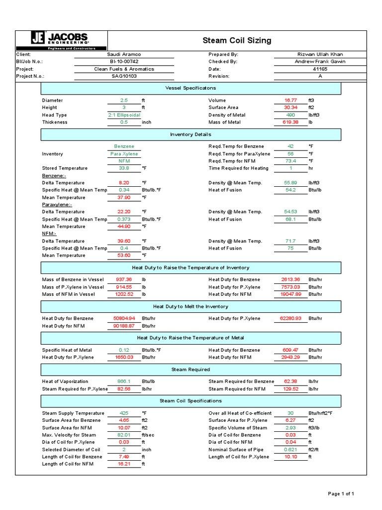 Steam Coil Sizing | PDF | Steam | British Thermal Unit