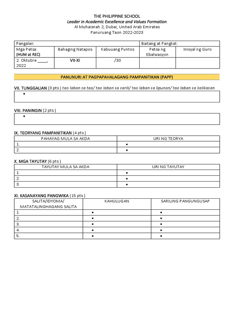 PAPP Template PART 3 - Docx | PDF
