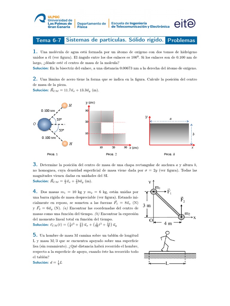 Tema6 y 7 Sistemas Particulas y Solido Rigido Prob | PDF | Masa | Esfera