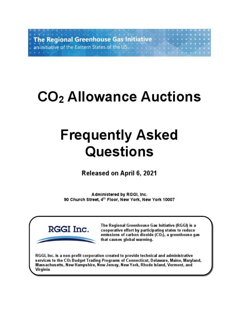 RGGI CO2 Allowance Auction FAQs | PDF | Auction | Letter Of Credit