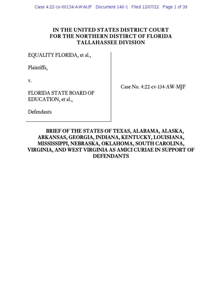 Amici Brief Supporting Florida Education Board | PDF | First Amendment ...