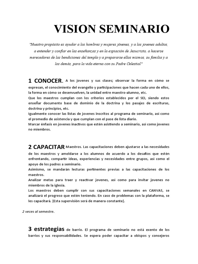 Vision Del Programa de Seminario | PDF | Seminario