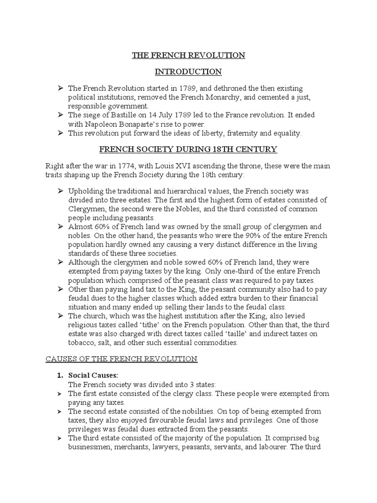 French Revolution Notes | PDF | French Revolution | France