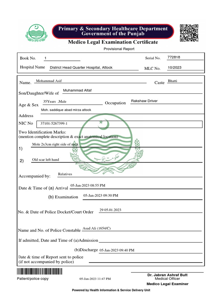 Book No MLC No Hospital Name | PDF | Clinical Medicine | Health Sciences