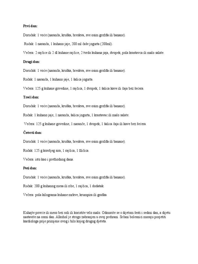 Dijeta 10kg Za 7 Dana | PDF