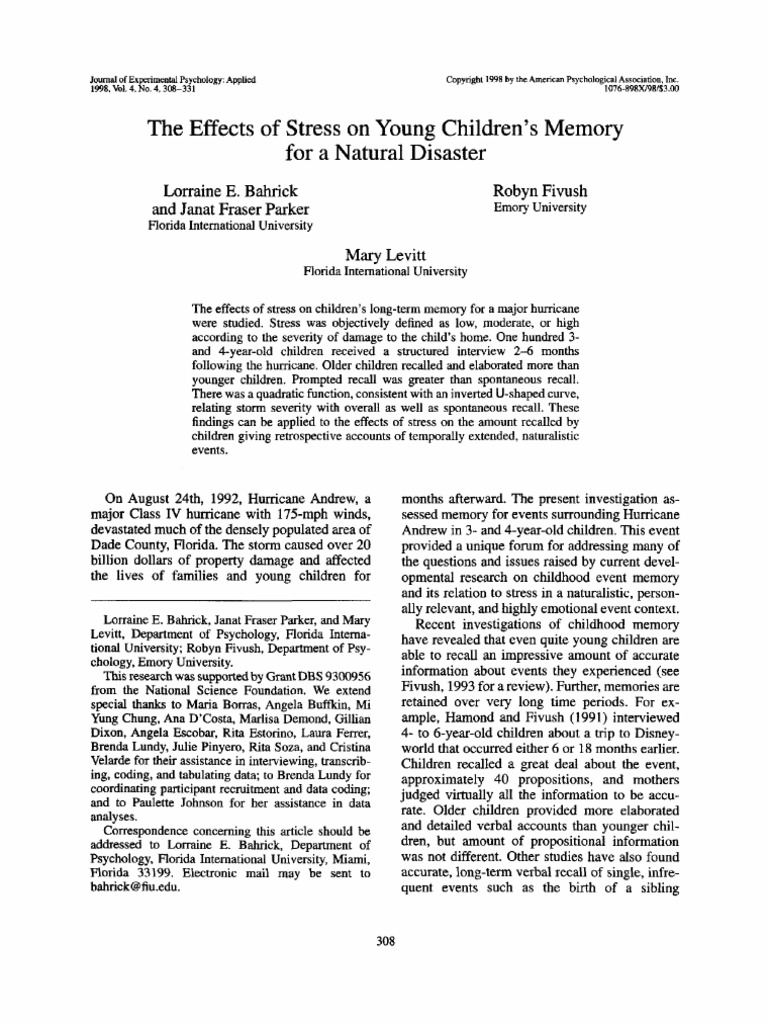 Bah Rick 1998 | PDF | Memory | Psychological Trauma