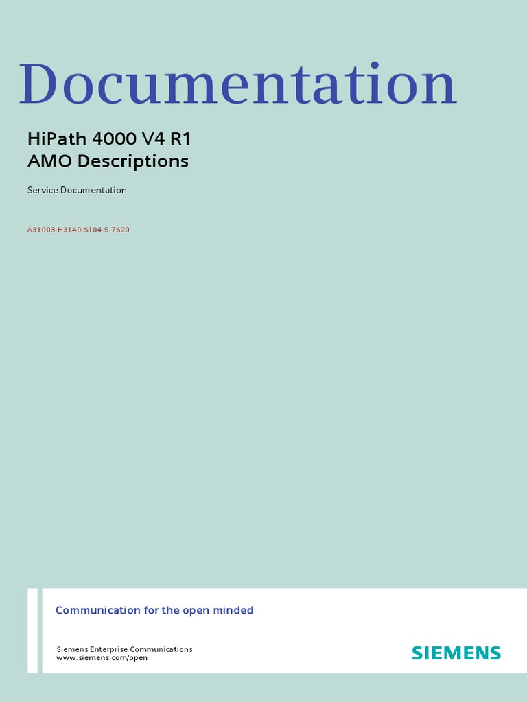 HiPath 4000 V4, Section 1 - AMO Descriptions, Service Documentation ... HiPath 4000 V4, Section 1 - AMO Descriptions, Service Documentation ...