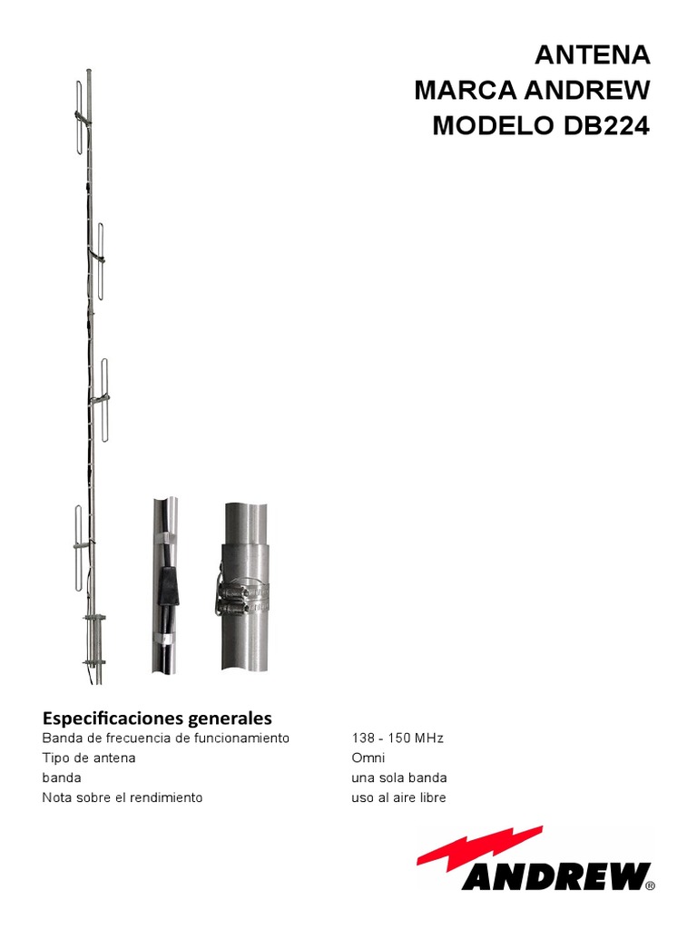 Antena Andrew DB224: Especificaciones VHF | PDF