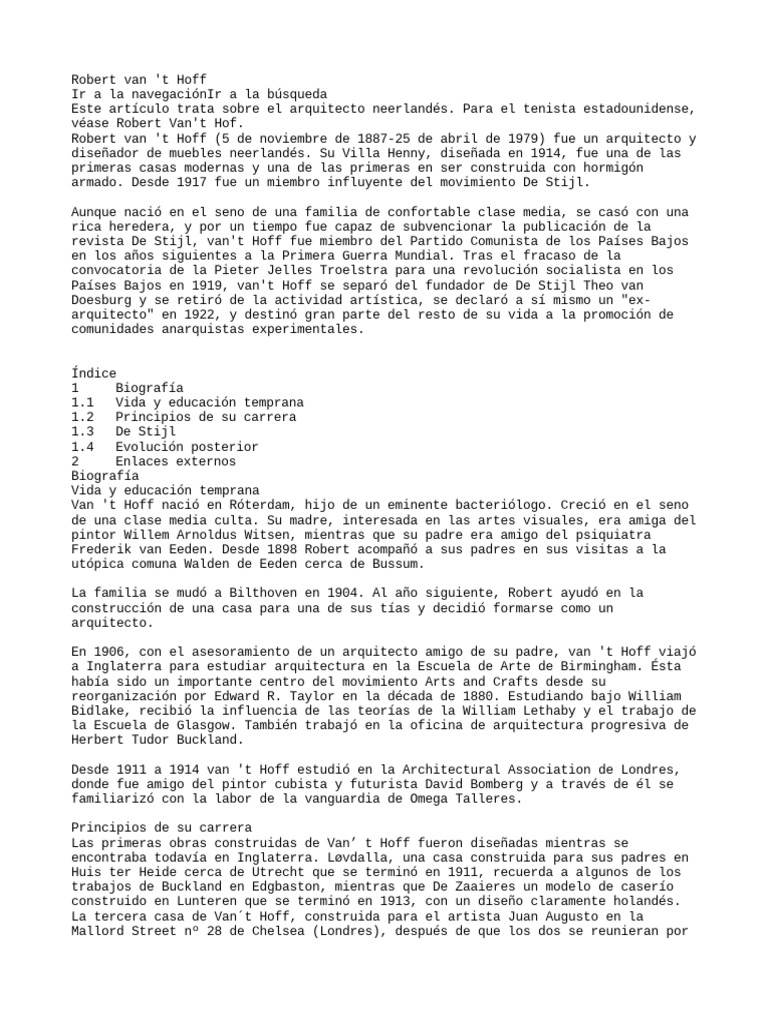 Robert Van 'T Hoff | PDF | Estilo | Modernismo