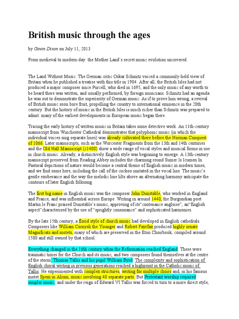 British Music Through The Ages | PDF | Arthur Sullivan | Opera