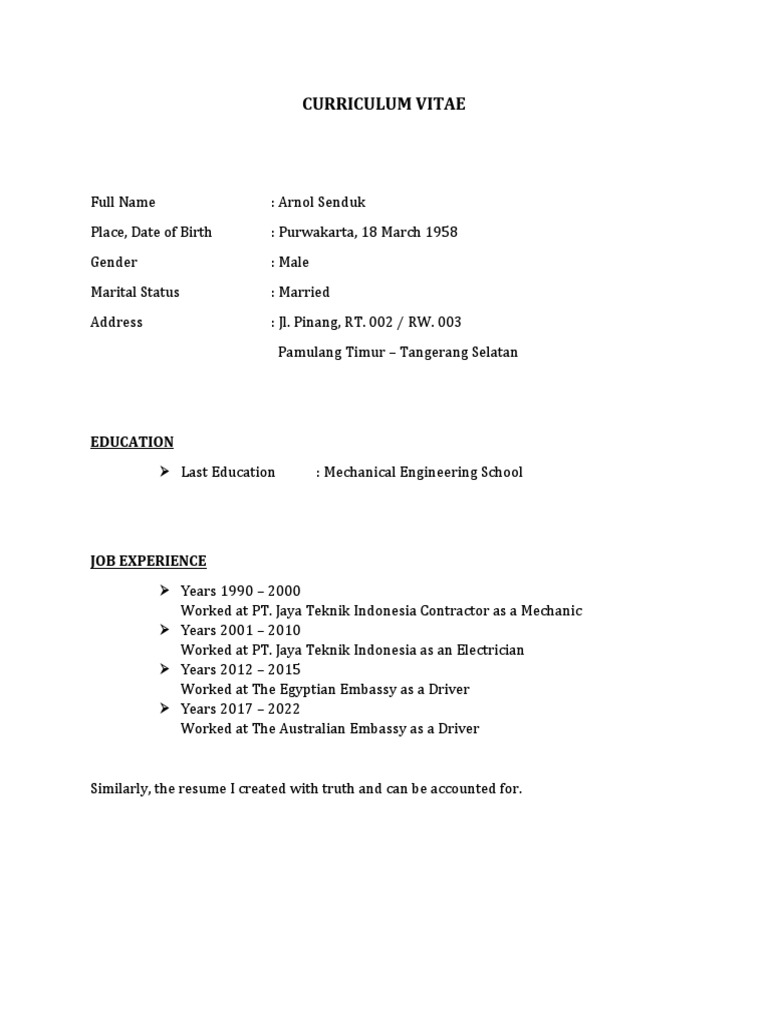Arnol Senduk's Professional CV | PDF