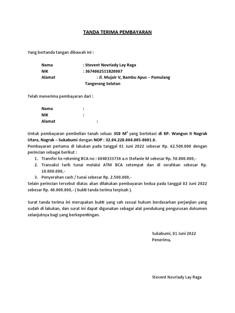 Tanda Terima Pembayaran | PDF
