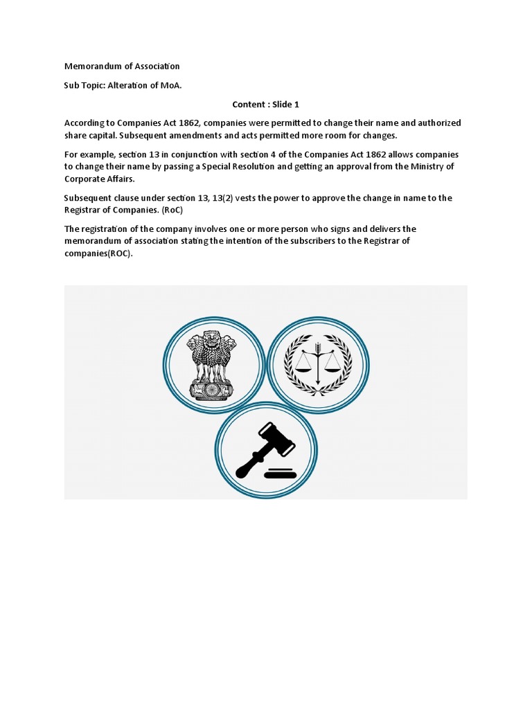 Alteration of Memorandum of Association | PDF | Articles Of Association ...