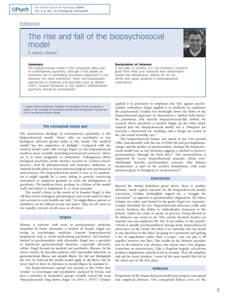 The Rise and Fall of The Biopsychosocial Model. The British Journal of ...