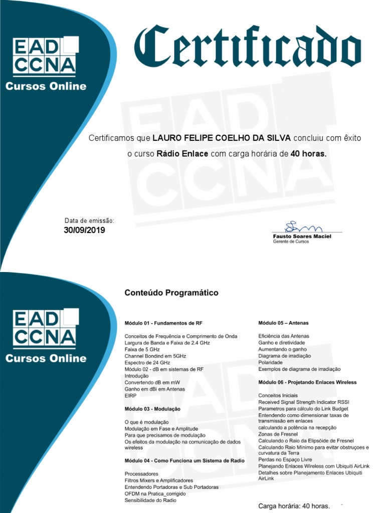 Eadccna Certificado Radioenlace | PDF