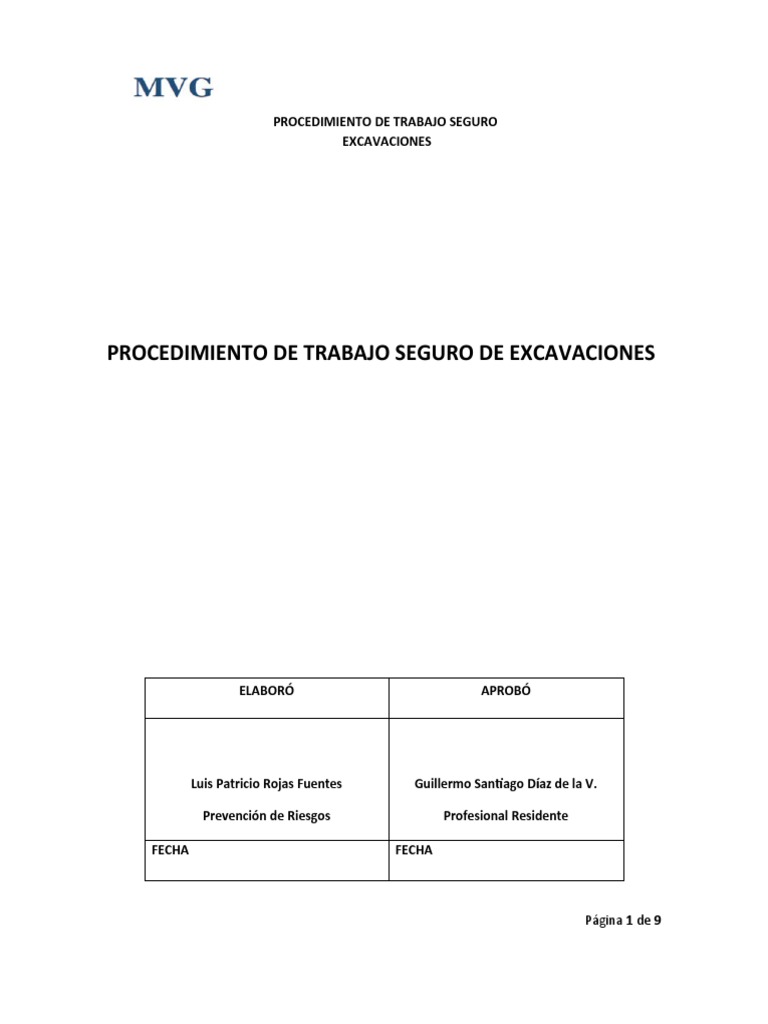 Procedimiento Excavaciones | PDF | Camión | Agua