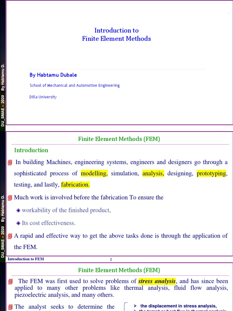 Fem Intro Lecture Pdf Finite Element Method Partial Differential Equation