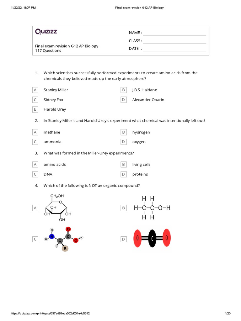 Final Exam Revision G12 AP Biology | PDF | Recombinant Dna | Dna