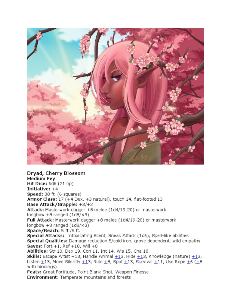 The Guardians of the Grove: A Guide to the Cherry Blossom Dryad | PDF